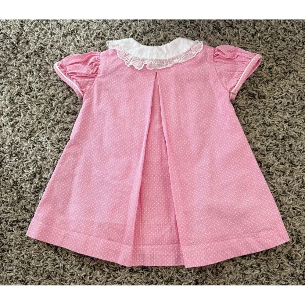 Dresses | Baby Girl Pink Dress 6 Months Vintage Style Polka Dot Lace ...